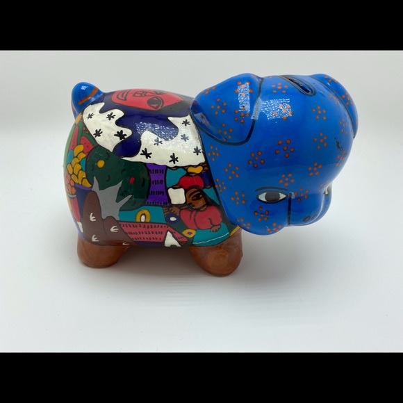 Unbranded | Accents | Hand Painted Mexican Clayware Folk Art Piggy Bank ...